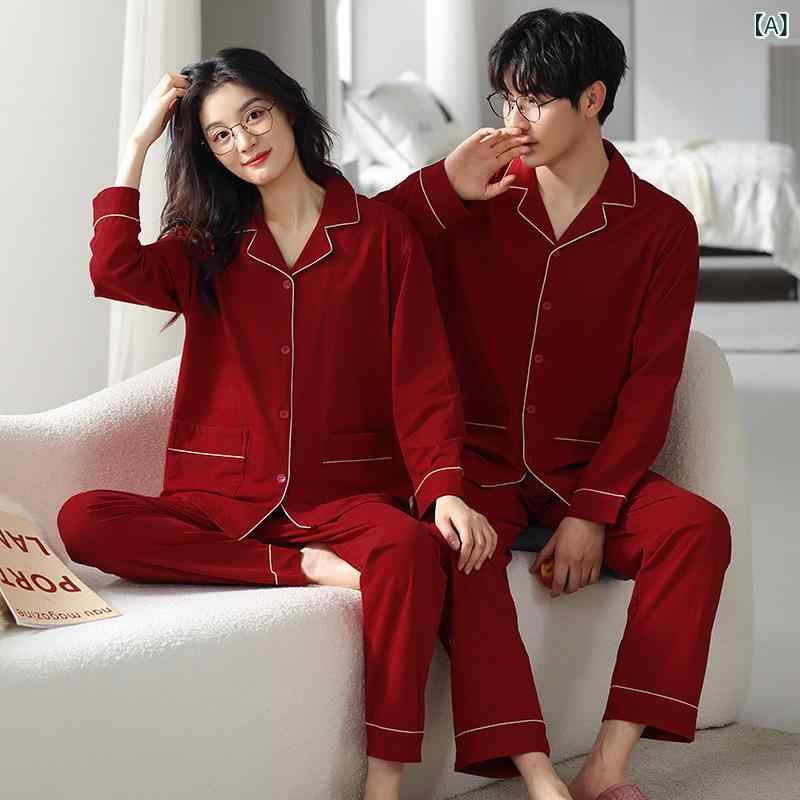 イシュベイ レッド パジャマ 結婚式 カップル ホーム ウェア カーディガン 長袖 メンズ 秋冬 純綿 高級 レディース ネグリジェ製品カテゴリ: セット生地名: コットンデザイン: カーディガンメイン生地成分: コットン厚さが薄い: 中程...