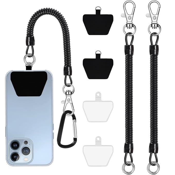 [Rivulicrypta] カラビナ付き コイルタイプ 落下防止コード スマホ・携帯用 パラコード素材 伸びる設計で盗難防止 通勤・通学・旅行に多用途対応【📏 最大80cmまで伸びるコイル設計】全長約15cmのコイルストラ...