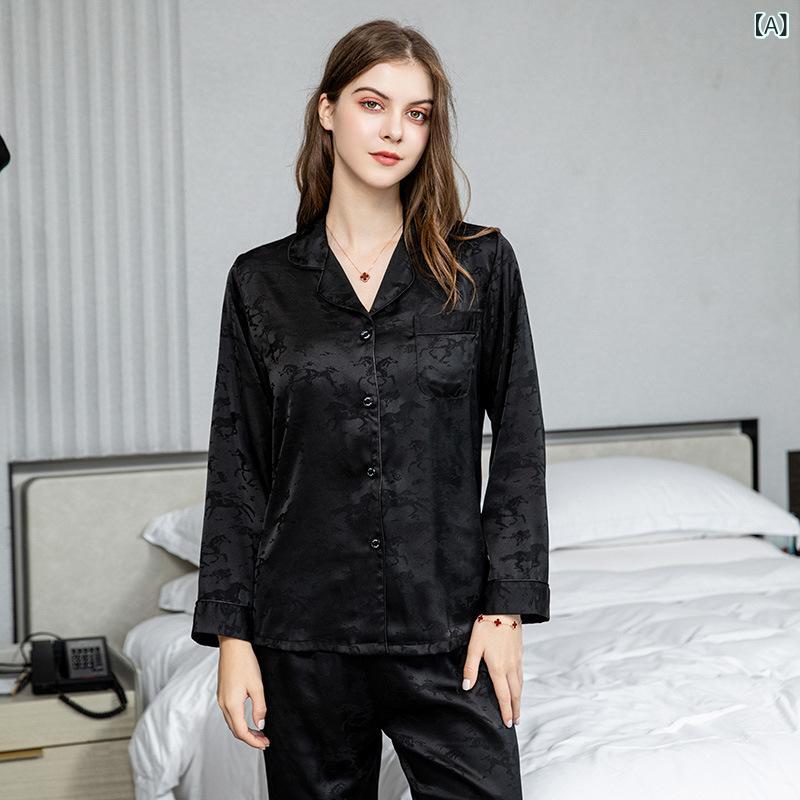 カップル パジャマ 女性 用 夏の 新作 アイス シルク 長袖 大きい サイズ セット 秋冬 男性 用 高級 感 ジャカードホームウェア製品カテゴリ: パジャマ生地名: 氷の糸デザイン: セットメイン生地成分: ポリエステル繊維 (ポリエス...