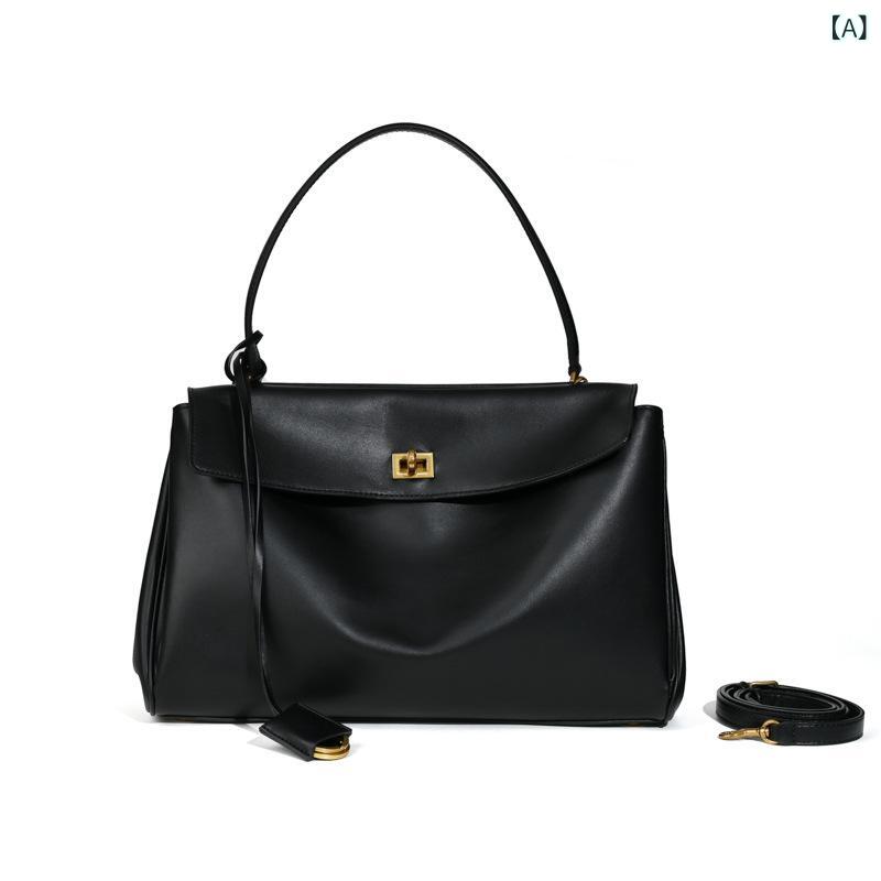 クロス ボーダー 人気 バッグ第 一層 牛革 ロデオトートバッグ 通勤本 革 レディース バッグ大 容量 レディース ショルダーバッグ色: ブラック（ギフトボックス付き）,ボルドーレッド（ギフトボックス付き）,ビッグレッド（ギフトボックス付...