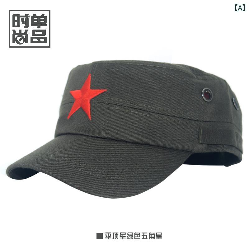 帽子 男 春 夏 紅 五 角 星 日焼け 止め 帽子 紅 星 男性平 頂 野球 帽 日よけ 紅 軍帽製品カテゴリ: 野球帽季節にぴったり: 夏産地: 浙江省キャップデザイン: ドームつばのデザイン: ひさしカラー: 平頂軍グリーン,フラット...