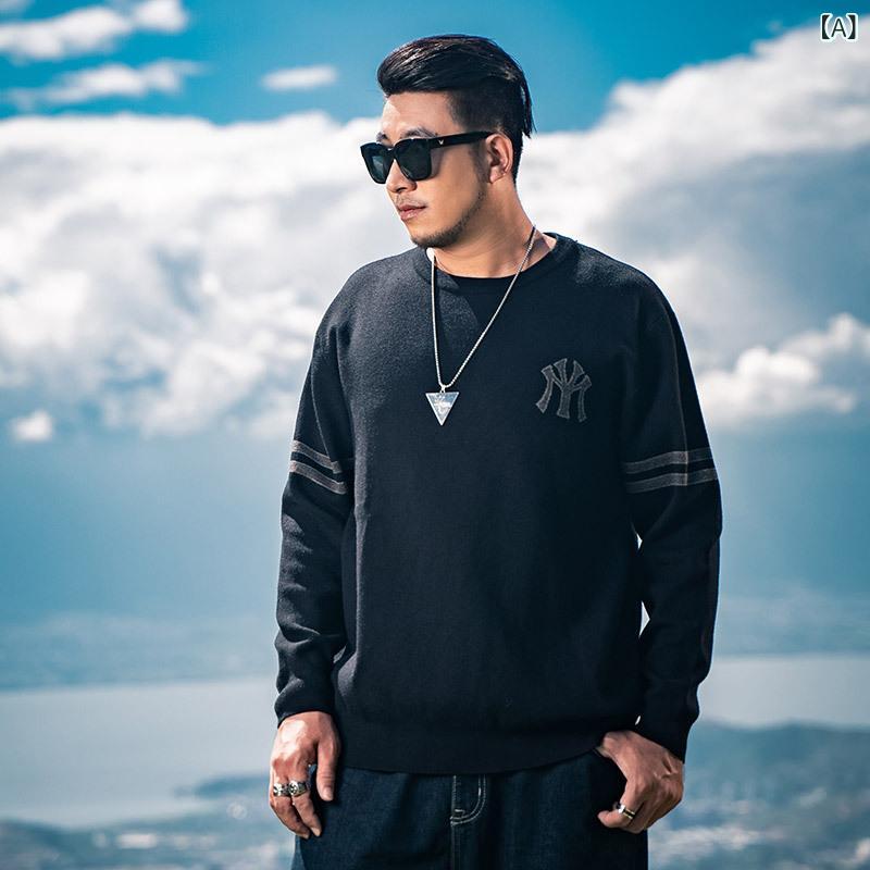 大きい サイズの メンズファッションブランドの 秋冬の プルオーバーの ゆったり した セーターに 肥料を 加えて、 線の 服を 大きく して、 色の ジャカードの ニットに ぶつかります。ソースカテゴリ: 現物マテリアル機能: 高弾貨物番...