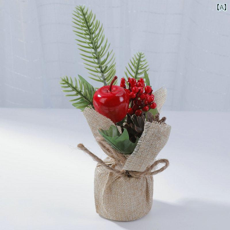 国境を 越えた 模擬 クリスマスツリー、 家庭 用 盆栽、 クリスマス ギフト、 装飾 シーンの レイアウト、 ミニ 卓上 クリスマスツリー商品番号: -0089材料: 18904525367色: 模擬リンゴ+赤い実,模擬キノコ+赤い実,造...