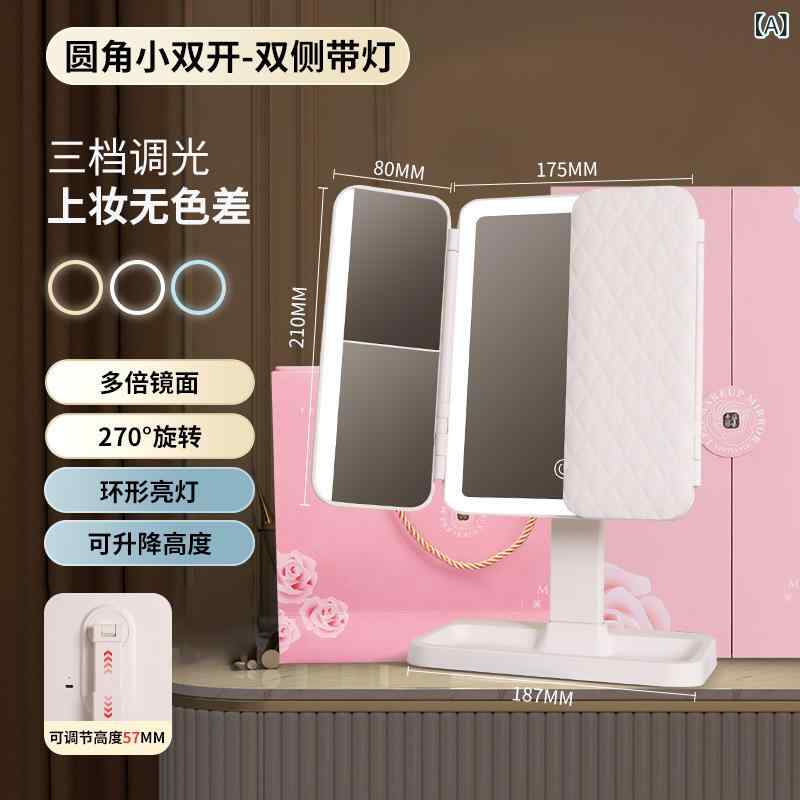 新しい LED 化粧 鏡 デスクトップデスクトップライト 折りたたみ ドレッシングテーブルシェルミラー 女の子の ための 誕生 日 プレゼント製品カテゴリー: 化粧鏡ブランド: ヤン・ティアンレイメージ: その他輸入するかどうか: いいえ出...