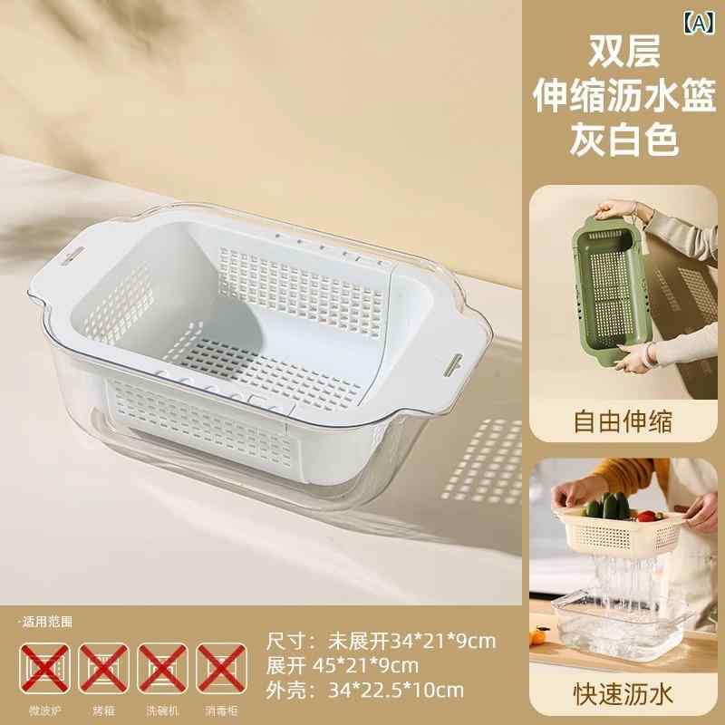 伸縮 可能な 野菜の たらいの 水たまりの かごの 二 重の プラスチックの 野菜の かごの 台所の 果物の かごの 水槽の 水たまりの 家庭 用の 新型産地: 臨沂貨物番号: 0032ブランド: 金鴻陽価格帯: 5-10元特許はありますか...