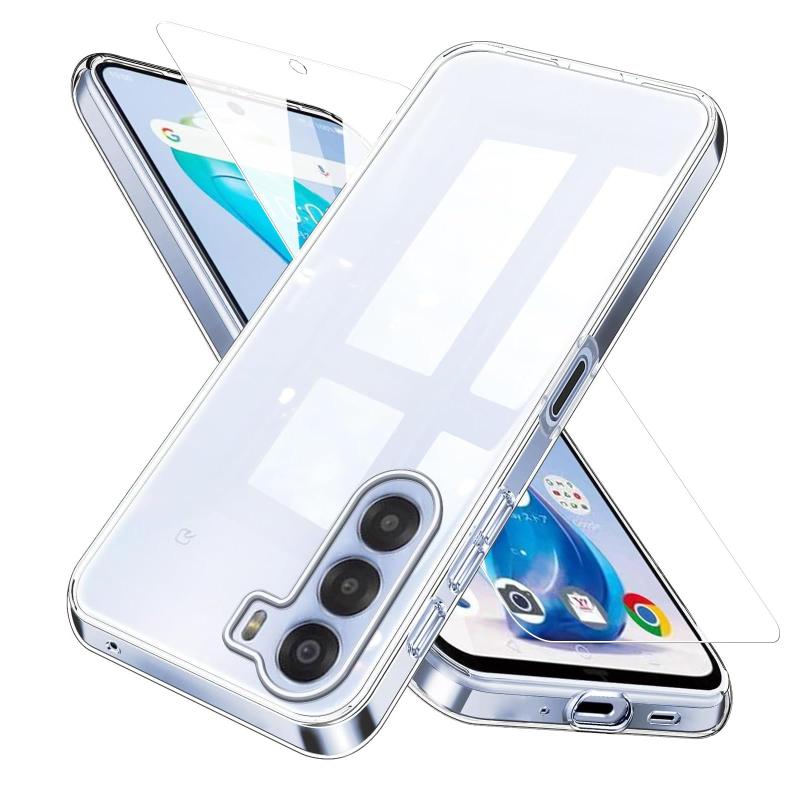対応 nubia S A403ZT ケース + nubia S A403ZT ガラスフイルム【1枚+ 1枚】ケース クリア TPU 耐衝撃 落下防止 黄変しにくい耐指紋 撥油性 専用保護 シリコン +フィルム 採用日本製素材旭硝子製 高透過...
