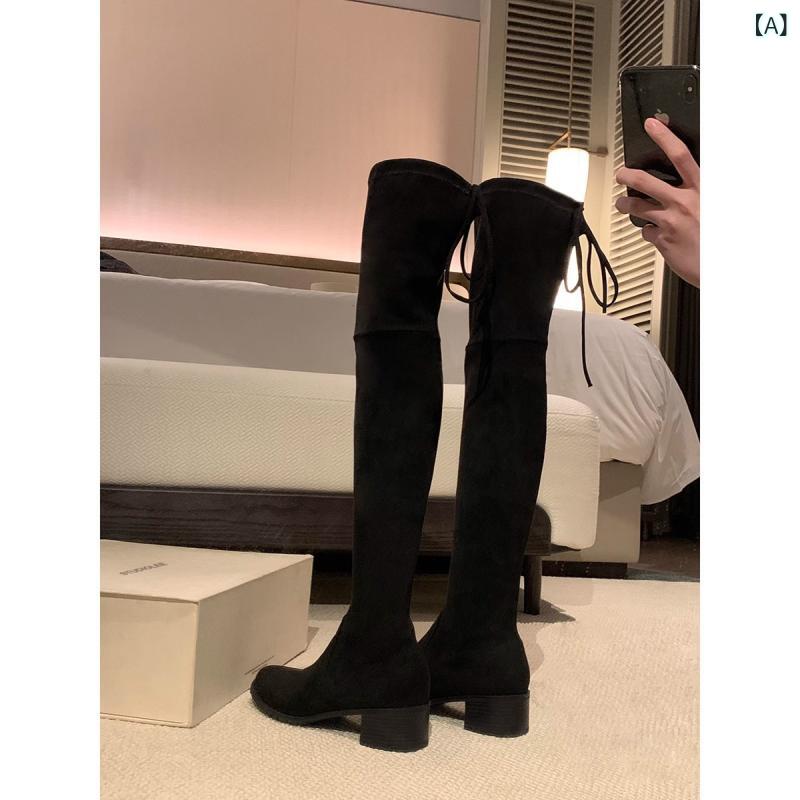 現物の 長い 足の 利器 ~ カシミヤの 気質の 丸い 頭の 2は 包帯を 着て 太くて、 やせて いる カジュアルな 膝の 長靴の 女性を 現します。製品カテゴリー: オーバーニーブーツ対象年齢層: 大人のブランド: XINWEIXIEY...