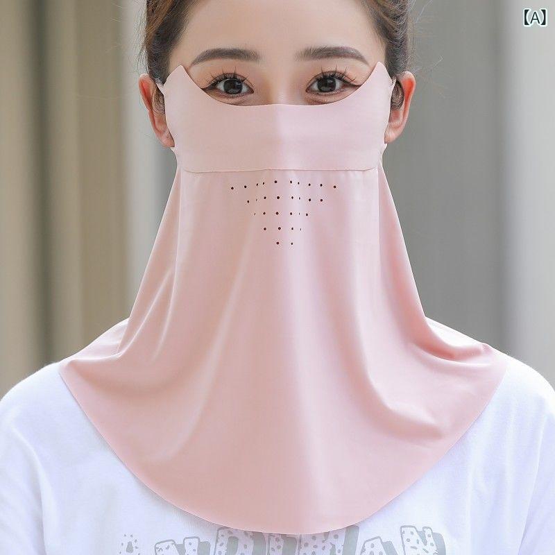 日焼け 止め マスクの 女性 夏の 長い タイプの 首 保護 紫外線 防止 氷の 薄い 通気 性は 車の 日よけを 運転 して 大全の 顔の マスクを プラス します。材料: アイスシルク（ビスコースファイバー）加工方法: エンボス加工ロゴ...