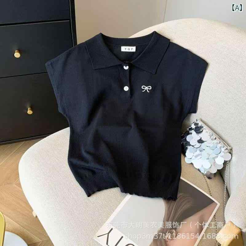 刺繍 リボンカレッジスタイルフレンチポロカラー 半袖 ニットレディーストップス 夏の 年齢 軽減多 用途 アイス シルク商品番号: vM3029ブランド: その他生地名: アイスシルクパターン: ソリッドカラー厚さ: 薄い組み合わせ形態: ...