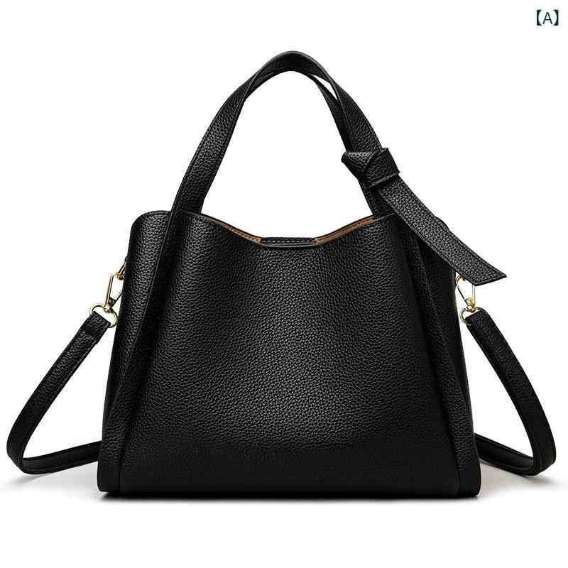 ソフトレザーレディースバッグ、 ハンドバッグ、 レディース 野菜 かご、 高級 感の ある 雰囲気の ショルダーバッグ、 クロス ボディ、 雰囲気の ある 万能 バケット ショルダーバッグ色: 黒,緑,カーキ,茶色,白いスタイル: ヨーロッ...