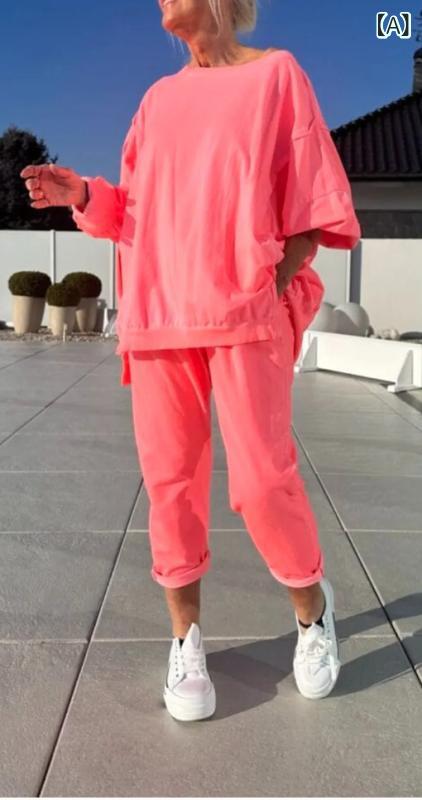 2025 年 欧米 風 クロス ボーダー 秋冬 新作 カジュアル 無地 ラウンド ネック 長袖 トップススポーツパンツツーピースセット 女性 用商品番号: YOU5252パターン: ソリッドカラーパンツ丈: ズボン人気の要素: スプライシン...