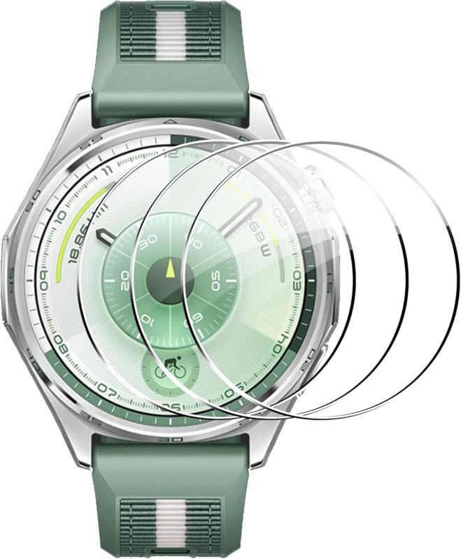 Gosento For HUAWEI WATCH GT 6 46mm フィルム 1.47インチ【3枚セット】2.5Dラウンドエッジ加工 日本旭硝子素材AGC 高透過率 強化ガラスフィルム 硬度9H HUAWEI WATCH GT 6 46m...