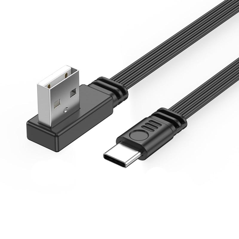 USB 2.0 タイプ C データケーブル 2A 急速充電 480Mbps データ転送フラットワイヤーライン 90 度エルボタブレット電話用10cm〜100cm 選べる4つの長さ、ストレートヘッドタイプと肘ヘッドタイプをご用意。Type C...