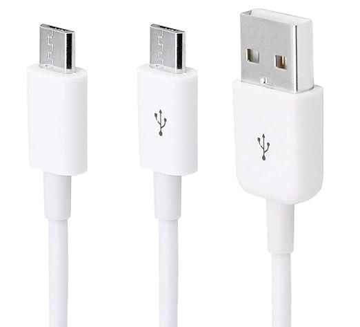 VECASDEN 2in1 USB 2.0 Aオス 2 Micro 5ピン データ＆充電ケーブル 白い 1m/3.3フィートシングルUSB Type Aプラグ（マイクロUSBプラグ×2付き）注：一方のマイクロコネクタは充電とデータ転送の両方...