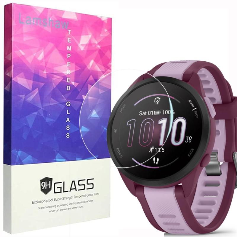 Lamshaw for GARMIN Forerunner 165 スマートウォッチ 保護フィルム, [3枚組] 9H ガラスフィルム 保護 フィルム カバー 対応 GARMIN(ガーミン)GPSランニングウォッチ Forerunner 1...