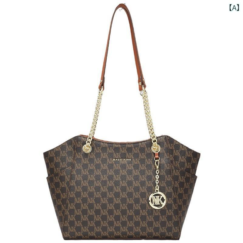 MK チェーン 脇 下 カバン レディース 2024 新作 高 级感 おしゃれ 翼 カバン大 容量 シングル ショルダーバッグカラー: コーヒー色ギフトバッグスタイル: ビジネス通勤材質: PVCバッグサイズ: 大きい発売年シーズン: 20...