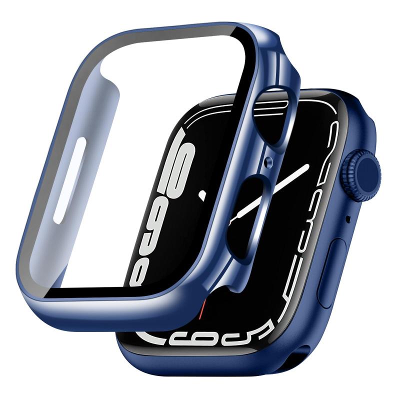 TEMEDO 対応 アップルウォッチ カバー 38mm Apple Watch 3/2/1 ケース メッキ加工 ガラスフィルム 一体型 高感度タッチ キズ防止 PC素材 全面保護 二重構造 高耐久 高透過率 装着簡单(光沢のブルー)【Ser...