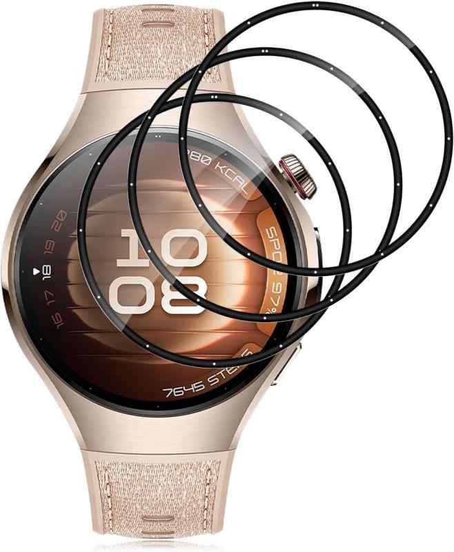 Gosento For HUAWEI Watch5 42MM フィルム 【3枚セット】PMMA+PC製素材 全面保護フィルム 飛散防止 気泡防止 HUAWEI Watch 5 42MM 対応 (ブラック)【対応機種】HUAWEI Watch...