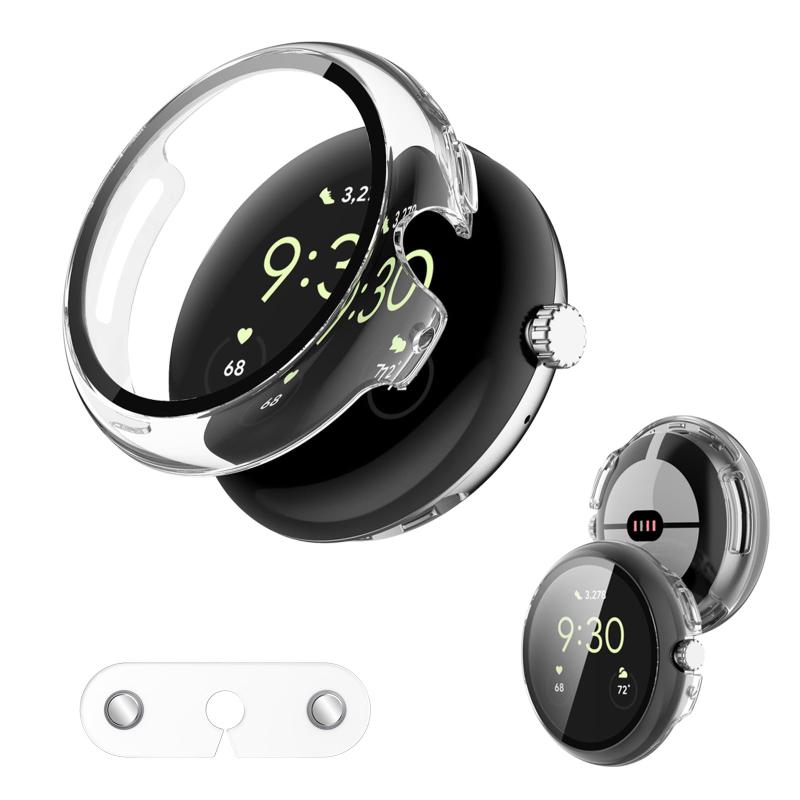 Google pixel watch 4 45mm 用 ケース カバー ガラスフイルム一体型ケース 【NOUKAJU】 PC+強化ガラスフ 保護 カバー 一体型 全面保護 超薄型 装着簡単 耐衝撃 高透過率 カバー 衝撃吸収 防塵 充電補助...