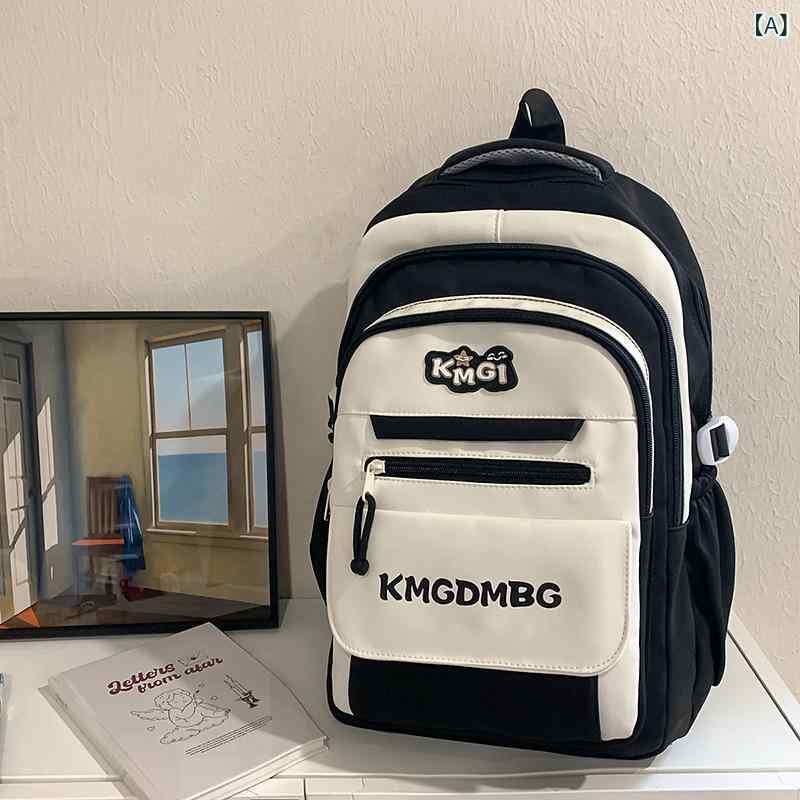 中学生 女子 向け ランドセル、 ニッチな イン スタイル、 高校生 向け大 容量、 コントラスト カラー、 爽やかで 甘い リュック色: ブラック【付属品なし】,ピンク[付属品なし],パープル【付属品なし】,ブルー【付属品なし】,イエロー...