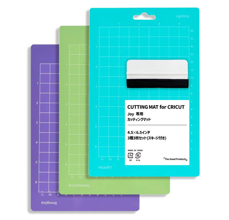 クリカット Cricut Joy 専用 カッティング台紙 マット シート 4.5✕6.5インチ 3種類 3枚セット（弱粘着×1/スタンダード×1/強粘着×1）専用スキージ/ヘラ付き - The Good Products【商品について】Cr...