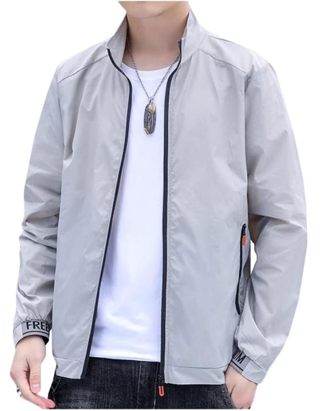 [BEIBANG] 日焼け止め服 メンズ 長袖 ブルゾン UVカット 軽量 サマージャケット 無地 ジップアップ ジャンパー 夏 ジャケット ラッシュガード 日よけ 速乾