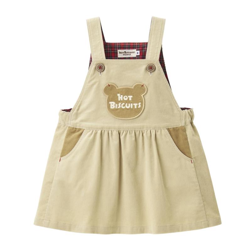 [MIKIHOUSE HOT BISCUITS] [ミキハウス ホットビスケッツ] ジャンパースカート 男の子 女の子 キッズ 子供服 73-1801-491ベージュ：綿 100％原産国：ベトナム
