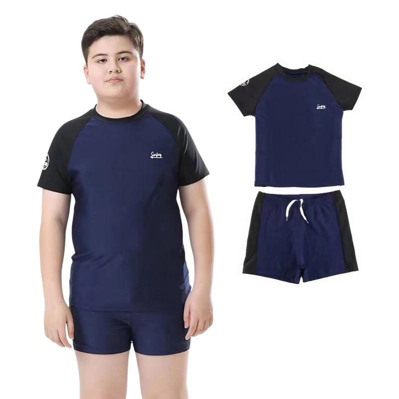 [MTKCNTL] ぽっちゃり 水着 キッズ 男の子 大きいサイズ セパレート 上下 半袖 ラッシュガード ショートパンツ 小学生 中学生 高校生 子供 2点 おしゃれ みずぎ 日焼け防止 UVカット 速乾 紫外線【セット内容】: 1.半袖...