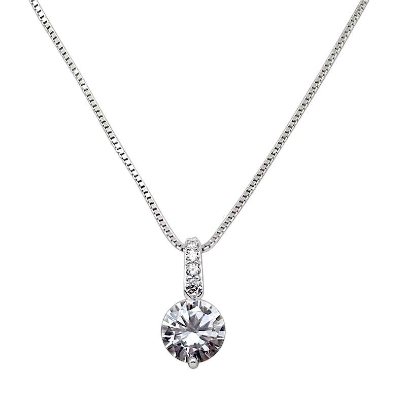 mellowact(メローアクト) アレルギー対応 ネックレス ラウンド 5mm CZ ダイヤ シルバー コーティング ベネチアンチェーン【素材】 アレルギー対応*。 真鍮 シルバーコーティング キュービックジルコニア【サイズ】 チェーンの...