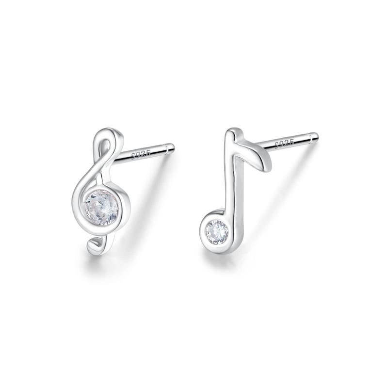 ピアス Silver925 シルバー ピンクゴールド ト音記号 八部音符 音符 左右非対称 金属アレルギー対応 安心