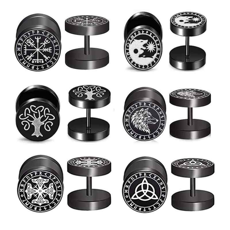 Aroncent ステンレス ピアス イヤリング ロックパンク 6ペア ヴァイキング 軟骨ピアス 18g 8mm 両耳 片耳 おしゃれ 人気 個性 ブラック メンズ レディース ファッション アクセサリー