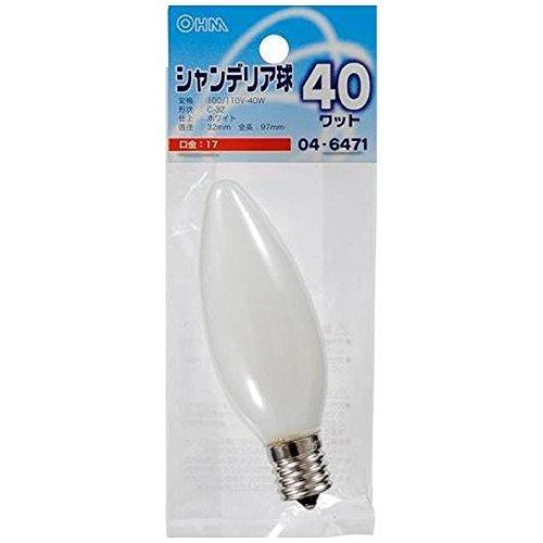 シャンデリア球E17　40Wホワイト● 屋内専用（屋外使用禁止）シャンデリア球 25W E17 ホワイト [品番]04-6470