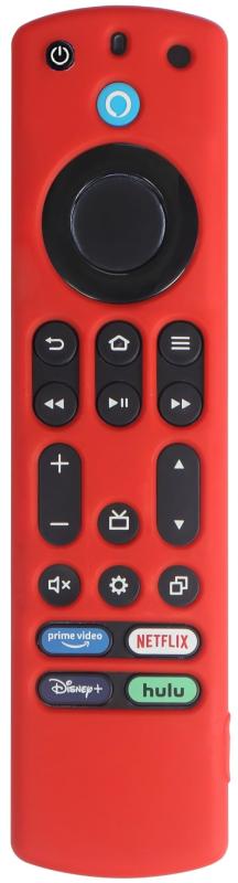 ファイアTV スティックリモコンカバー 音声認識コントロール 4KMax用 シリコンカバー 耐衝撃 防傷 防汚 防水 丸洗い可 全体保護 ソフトカバー 滑止対応(レッド)【防汚・耐衝撃】シリコン素材が汚れや傷、日常的な衝撃からリモコンを守り...