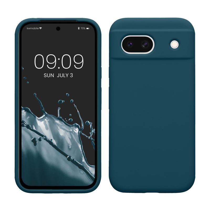 kwmobile スマホケース Google Pixel 8a対応 ケース - TPU リキッド シリコン カバー - 耐衝撃 傷防止 サラサラ Case 翡翠色マットぴったり: Google Pixel 8a対応リキッドシリコンケース: ...
