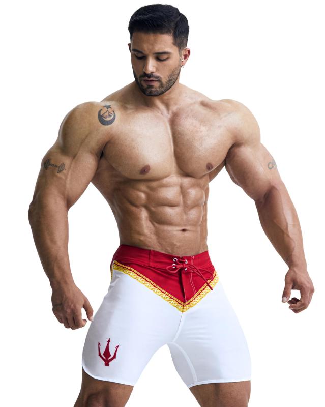 [FIED] ファイド IFBB 15インチ メンズフィジーク ボードショーツ ポージングトランクス 競技 水泳 夏 NPC (ロイヤルレッド)15インチ膝上の長さ. IFBB規定サイズ