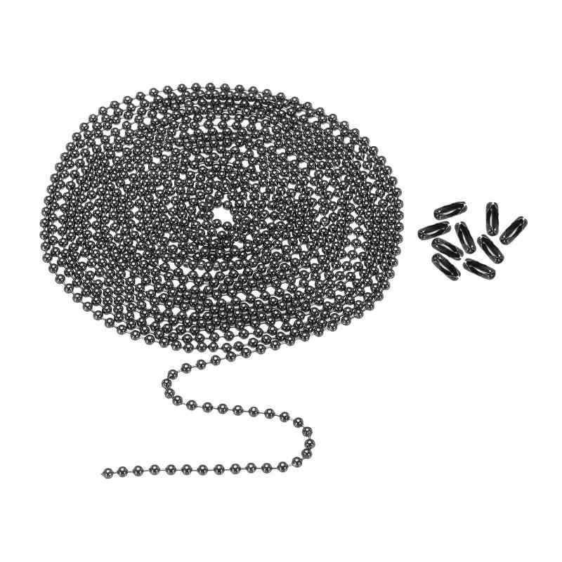 PATIKIL 3.0 M ボールチェーン 2.4 mm ボールチェーンビーズ 18個のマッチングコネクタク ラスプ付き ネックレス吊り下げ タグリング DIYクラフト用 黒仕様：材質：鉄、カラー：黒、全長：3.0 M、直径サイズ:2.4 ...