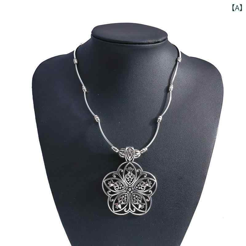 欧米の 国境を 越えた アクセサリー ボヘミアン 民族 風の 美しい アクセサリーの アイデアの 個性 的な 透かし 彫りの 花の ペンダントの ネックレススタイル: 民族風,レディース材質: 合金処理プロセス: メッキブランド: その他生...