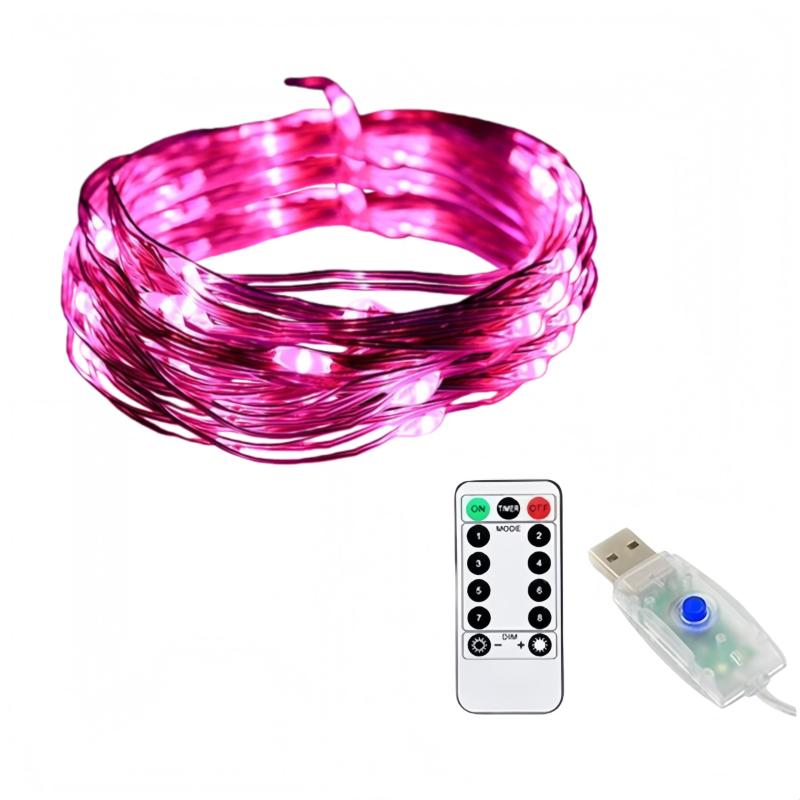 LEDイルミネーションライト ジュエリーライト 100球 10m USB給電式 リモコン付 8パターン 点滅 点灯 タイマー機能 防水 防塵仕様 屋外 室内 ガーデンライト 正月 クリスマス ストリングライト 幻想的な雰囲気 屈曲性＆柔軟性...