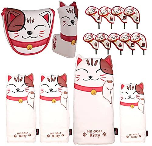 ゴルフ ヘッドカバー ドライバー440cc 460cc /ウッド用 FW/ユーティリティ用 UT/パターカバー マレット用 マグネットタイプ(オデッセイ 2ボールに対応) / ピンタイプ用 (スコッティーキャメロン 材質：高級PUレザードラ...