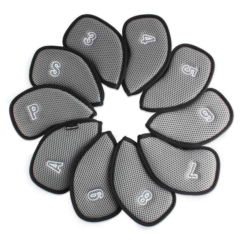 Andux ゴルフクラブヘッドカバーアイアン用 メッシュ ダブル番号つけ アイアンカバー 番号刺繍 10個/セットMT/S14カラー：グレー、「10個/セット」メッシュデザインはより柔軟で、ボールヘッドを保護します。優れた素材により、ボール...