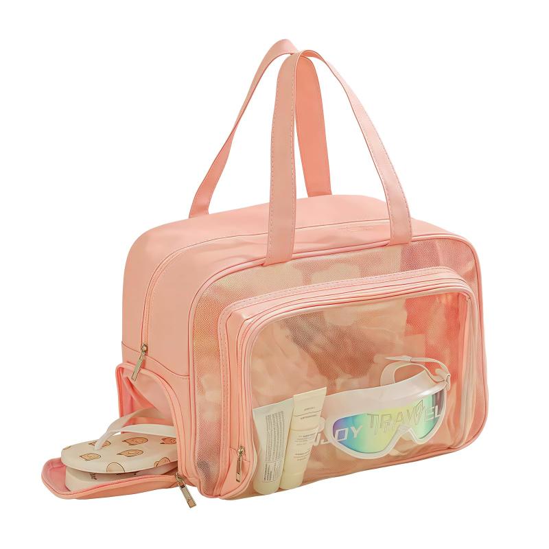 yowodana スパバッグ 温泉バッグ 防水バッグ プールバック 大容量 折り畳み可能 仕分け収納 乾湿分離 防水 大人 丈夫 温泉/ビーチ/水泳/サウナ/銭湯/ジム/スパ旅行用 男女兼用 ピンク【大容量設計】 メイン収納スペースは37 ...