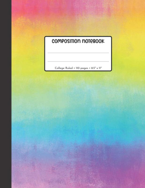 College Ruled Composition Notebook: Rainbow Watercolor Gift Notebook #3, Colorful 1 Subject Notebook College Ruled Lined...