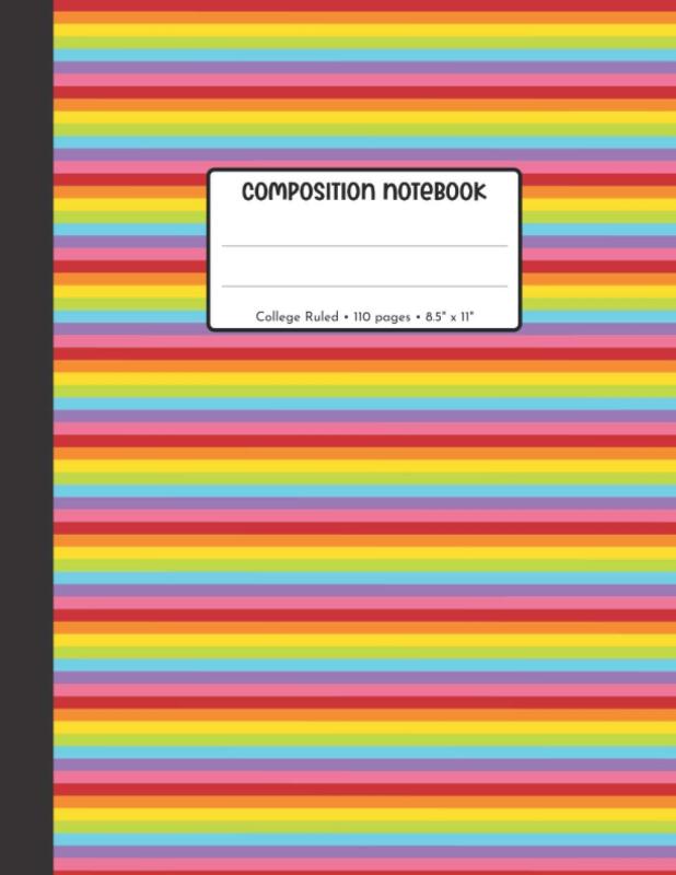 College Ruled Composition Notebook: Rainbow Lines Gift Notebook, 1 Subject Composition Notebook with College Ruled Lined...