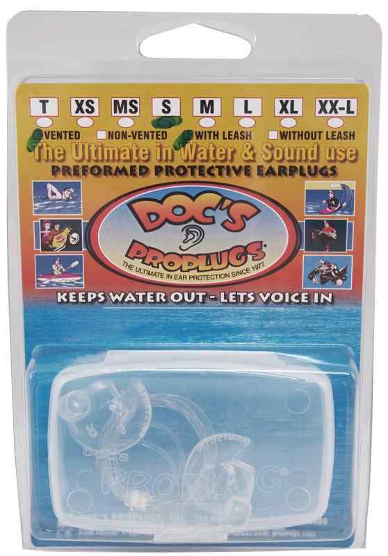 DOCS 耳栓 プロプラグ リーシュ付き シリコン製 クリアひも付きのイヤープラグ サーファーズイヤーの予防に