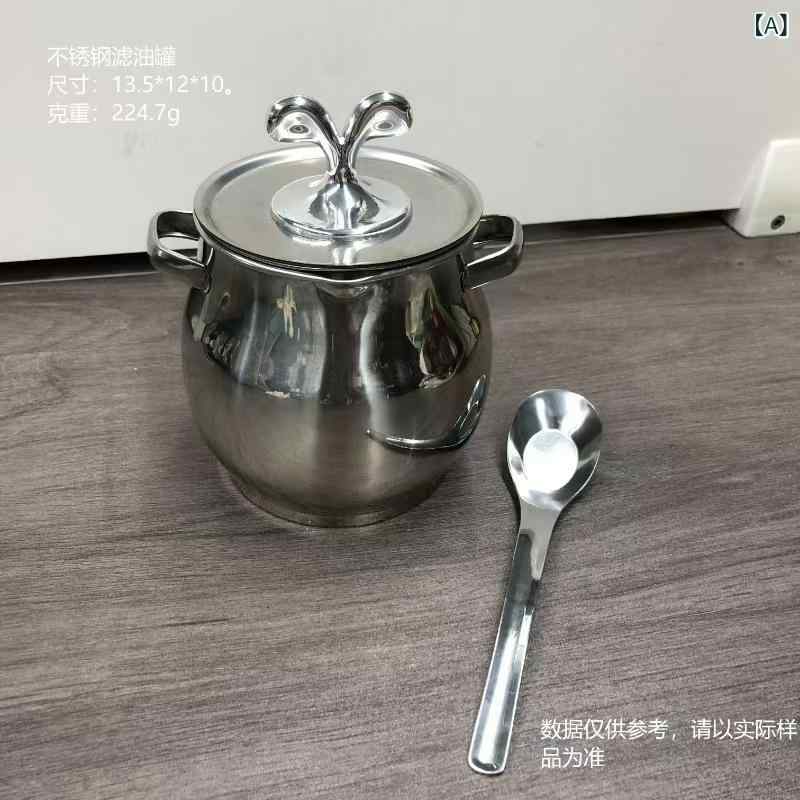 家庭 用および 商業 用の 極 厚 高温 耐性大 容量 ステンレス 鋼 ラード 缶 蓋 付き両 耳 キッチン多 機能 ラード ポットブランド: YUEHAOYOUPIN輸入するかどうか: いいえ商品番号: zyg材料: ステンレス鋼容量: ...
