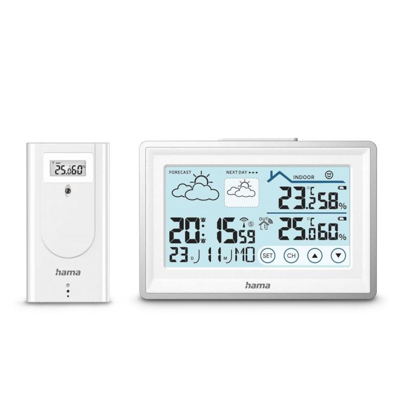 hama ドイツ “Bahamas “ Weather Station, w. Outd. Sensor, Radio, Alarm, Room Clim., whtウェザーステーション