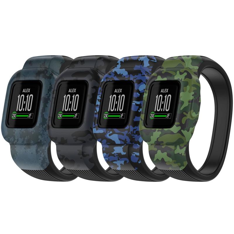 Garmin vivofit jr.3 互換バンド Garmin vivofit jr.3 専用 ソフトシリコーン オールインワンバックレス設計 4色セット (Small 5.5-7.5 inch)Garmin vivofit jr.3 完...