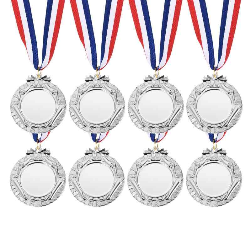 PATIKIL 優勝メダル スポーツイベント 競技 スペリングビーなどに適した首リボン付き 第2位 第3位 賞メダル8個 幅2.5 シルバーカラー：シルバー；メダルサイズ：6.5 cm / 2.5"（直径）；梱包リスト：メダル賞8...