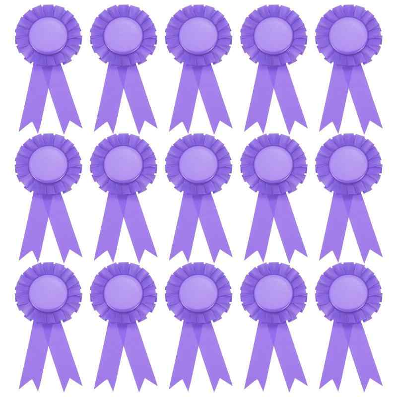 PATIKIL 15個の空白の表彰リボン 6" x 3" 参加バッジリボン 競技スポーツイベントクラ スルーム賞 2位3位メダル ライトパープル素材：ポリエステル、金属；カラー：ライトパープル；サイズ：16 x 7.5c...