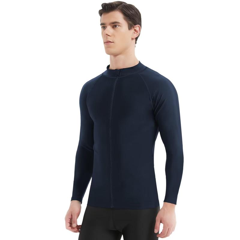 [Rovidorx] ラッシュガード メンズ 長袖 tシャツ 水着 ジップアップ 体型カバー 大きいサイズ uvカット オーバーウェア スイムウェア スポーツ フードなし 日焼け対策 夏服 海 水陸両用 冷感 速【速乾通気・快適】優れた通気...